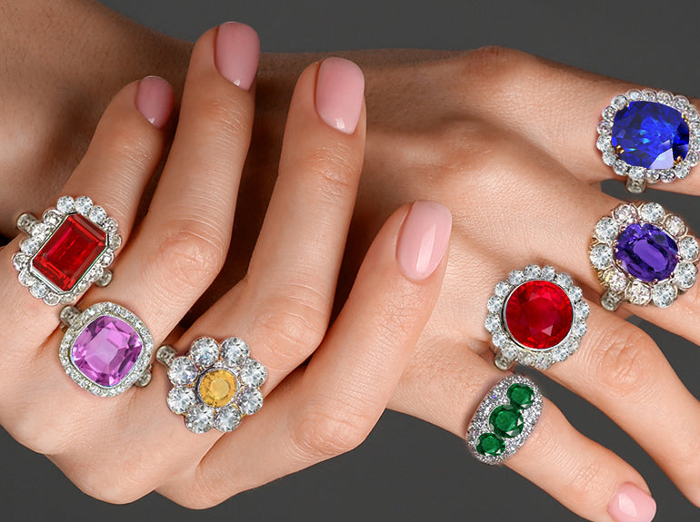 Antique-Inspired Birthstone & Diamond Engagement Rings – Custom Made Rings