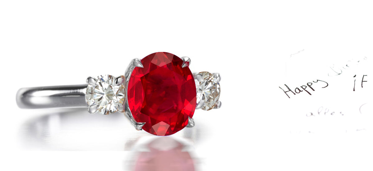 3-Stone Ruby Engagement Ring With Diamond Sidestones – Custom Made Rings