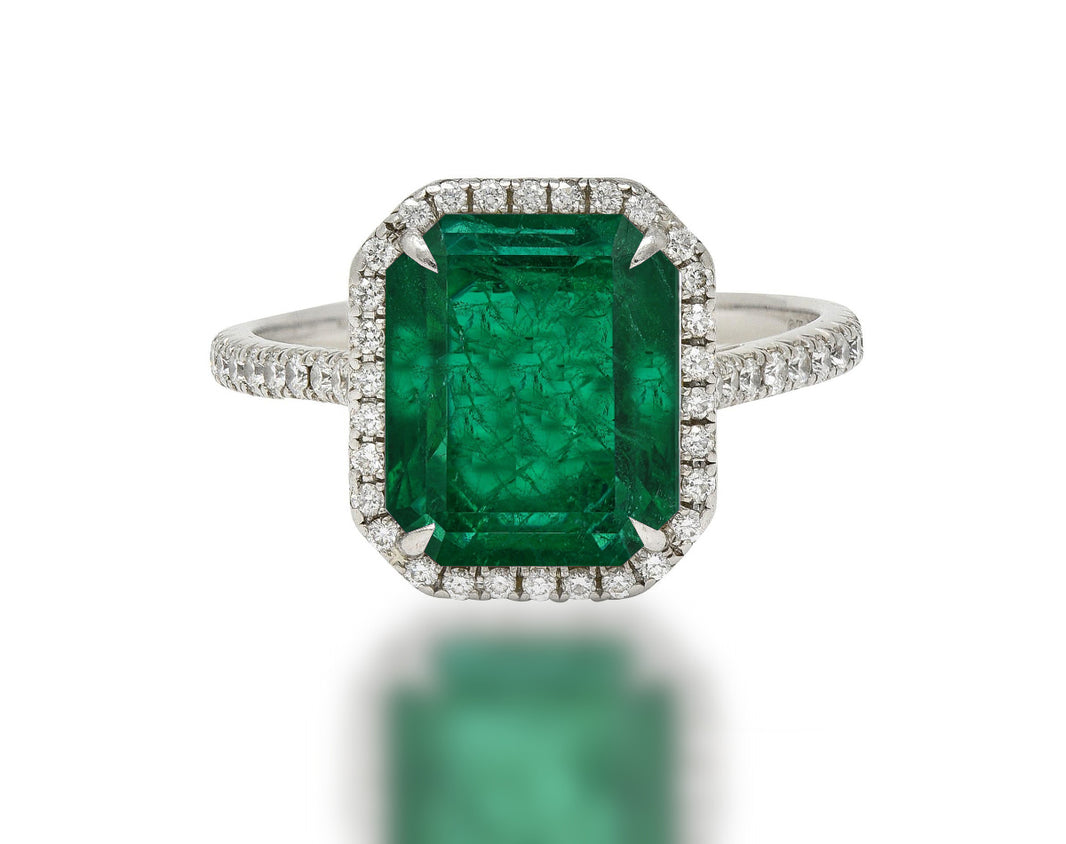 Custom Green Lab-Emerald Diamond Engagement Rings – Custom Made Rings