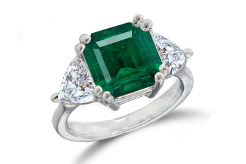 Custom Green Lab-Emerald Diamond Engagement Rings – Custom Made Rings
